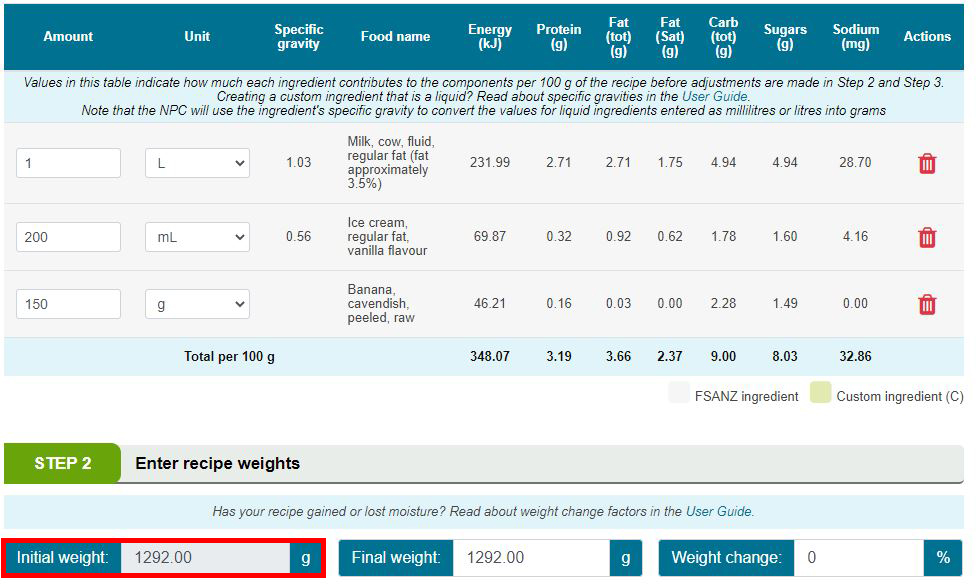NPC initial weight option b